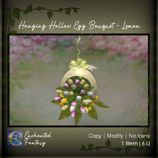 Second Life Marketplace - Springtime ~ Hanging Hollow Egg Bouquet ~ Lemon